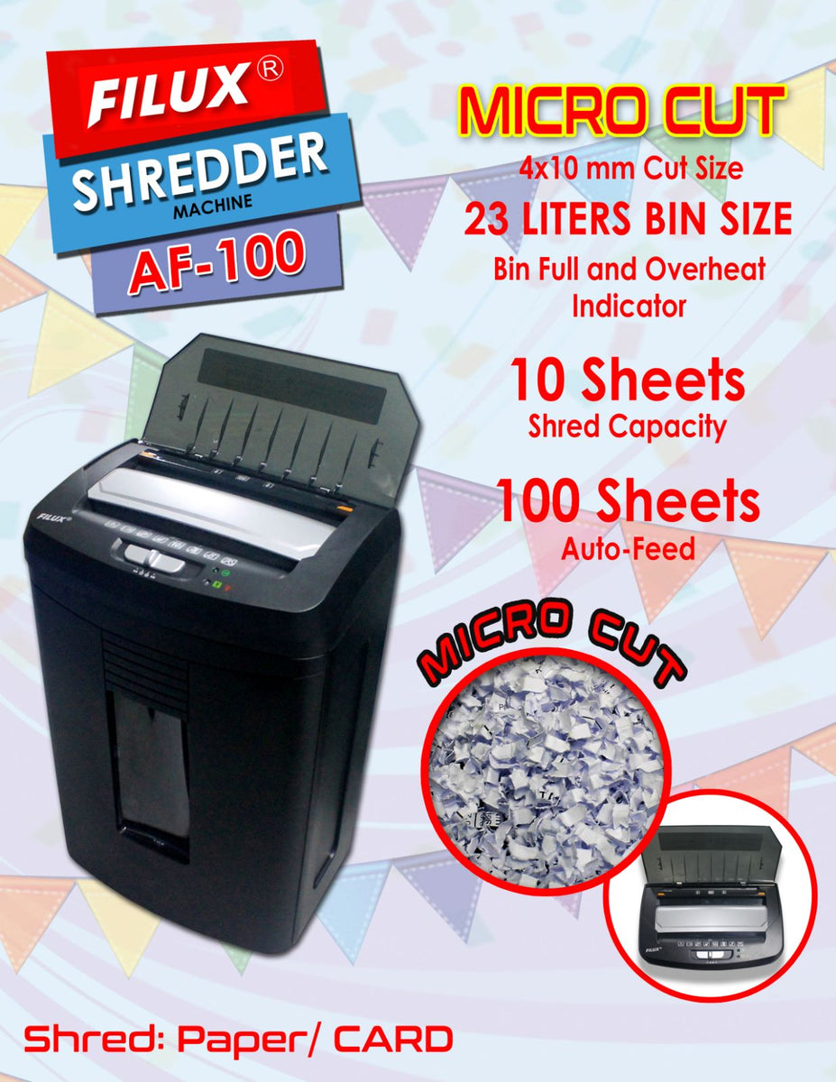 FILUX AF-100 PAPER SHREDDER MACHINE – Biz Asia Trading Inc.